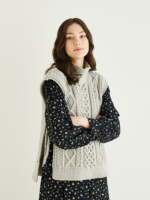 Ravelry: 10319 Funnel Neck Tie Vest pattern by Hayfield