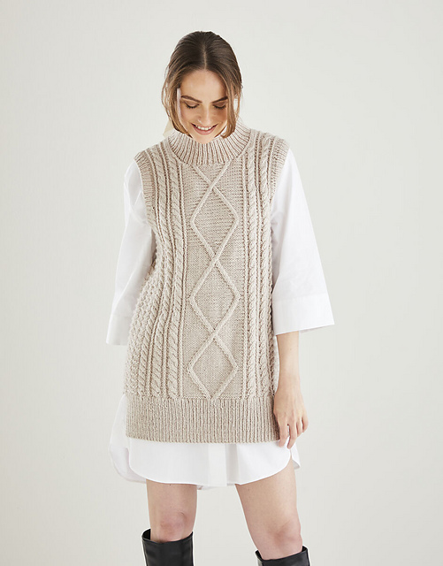 Ravelry: 10608 Sleeveless Cable Tunic pattern by Hayfield
