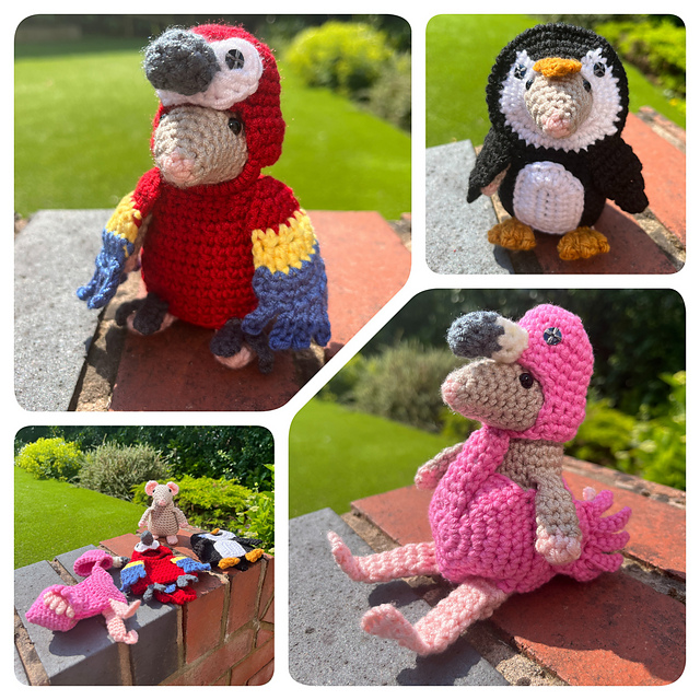 Ravelry: Bird Mousefits, Penguin, Parrot & Flamingo pattern by Laura ...