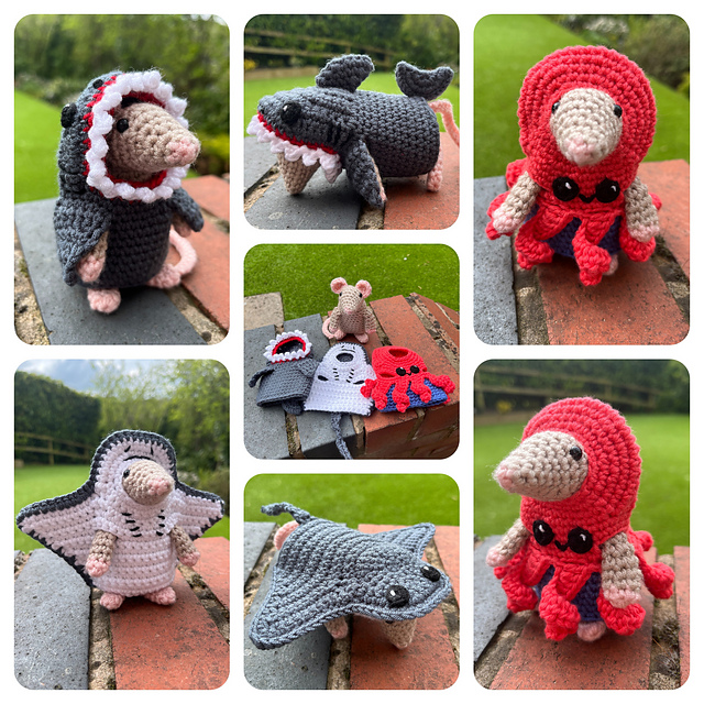 Ravelry: Sea Creature Mousefits, Octopus, Shark & Stingray pattern by ...