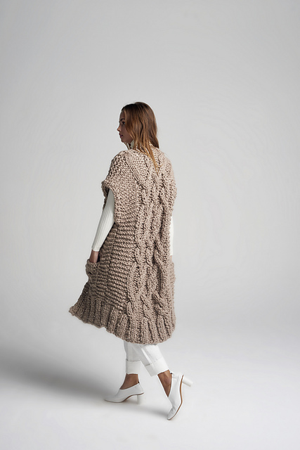 Ravelry: Long Cable Vest pattern by Loopy Mango