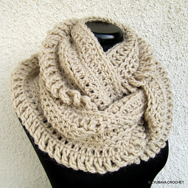 Ravelry: LyubavaCrochet's Crochet Circle Infinity Beige Scarf Unique Design