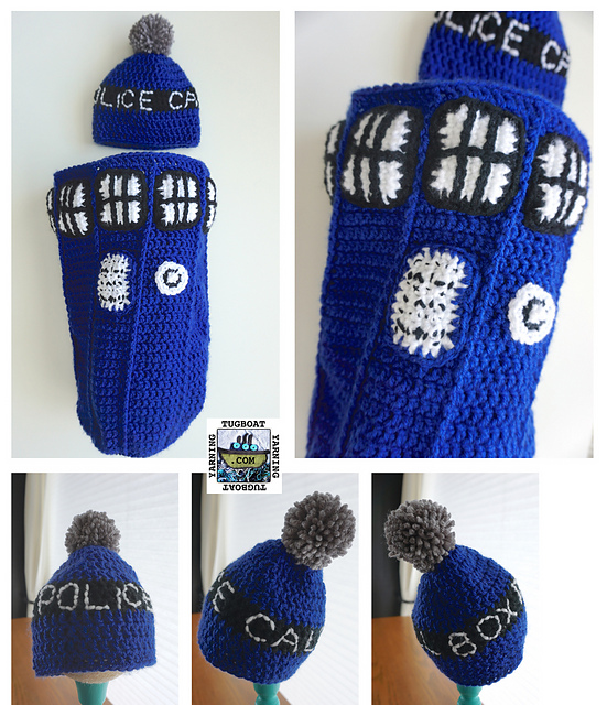 Ravelry: Police Call Box Baby Cocoon and PomPom Hat pattern by Maggie ...
