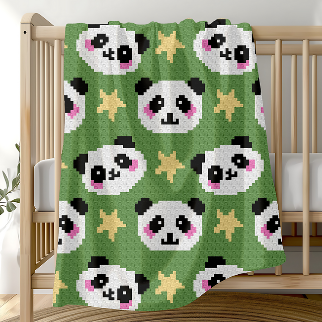 Ravelry: C2C Kawaii Panda Print pattern by Ari Wimsett