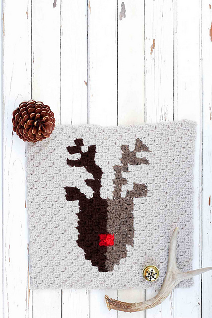 Ravelry: Modern Rudolph the Reindeer C2C Graph pattern by Jess Coppom
