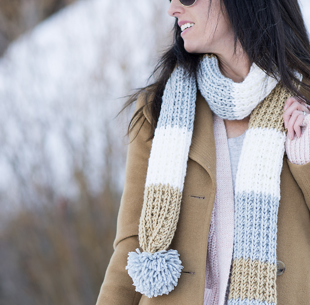 Ravelry: Fairbanks Pommed Scarf pattern by Jessica Reeves Potasz