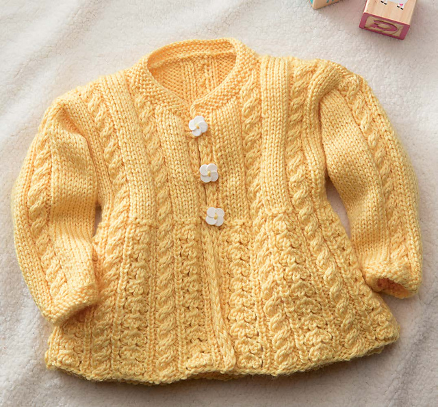 Ravelry: You Are My Sunshine Cabled Baby Cardi pattern by Robin Melanson