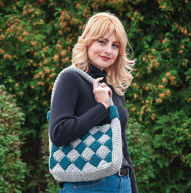 Ravelry: Dancing Diamonds Crochet Tote pattern by Mary Maxim