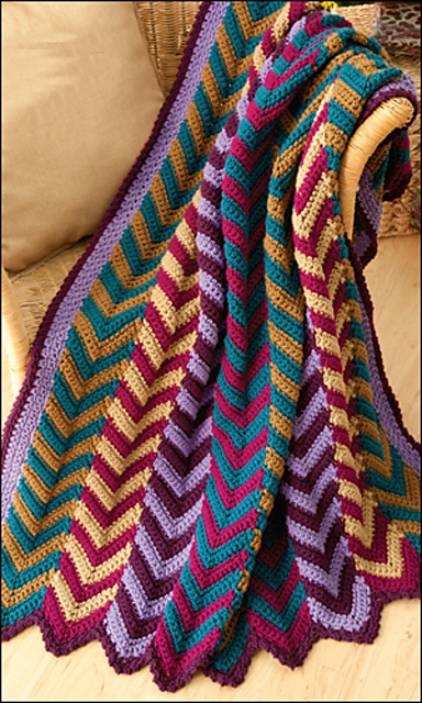 Ravelry: Vibrant Chevron Panels Throw pattern by Katherine Eng