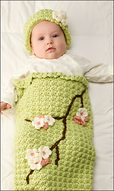 Ravelry: Apple Blossom Baby Cocoon & Hat pattern by Susan Badgley