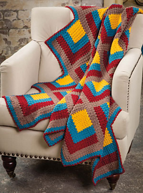 Ravelry: Cascading Quilt Blocks Throw pattern by Katherine Eng