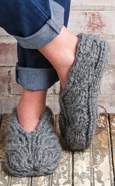 Ravelry: Chunky Cable Slippers pattern by KCN Design Team