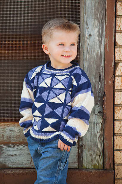 Ravelry: Tonal Triangles Kid's Pullover pattern by Amy Marshall