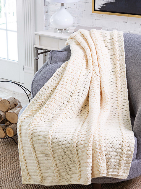Ravelry: Jacob's Ladder Cabled Throw pattern by Pia Thadani
