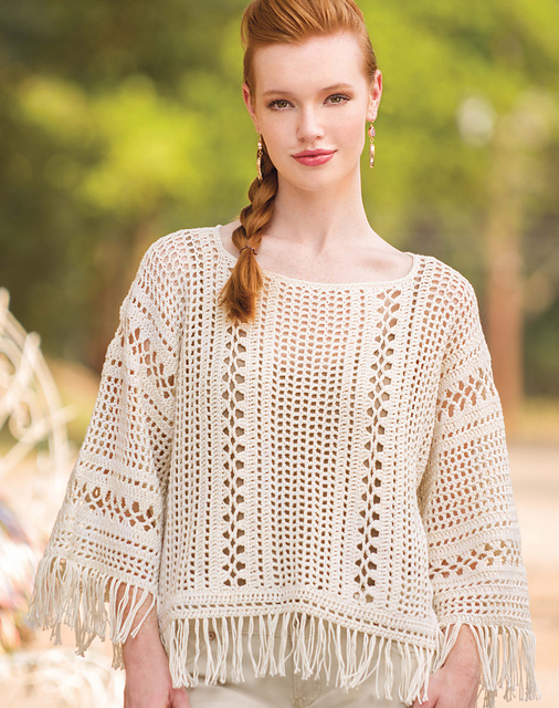 Ravelry: Fringed Poncho Top pattern by Sandi Prosser