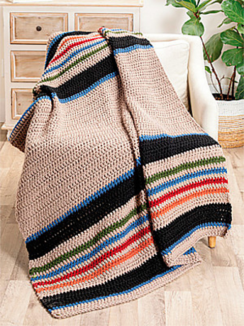 Ravelry: Cabin Striped Afghan pattern by Brenda Bourg
