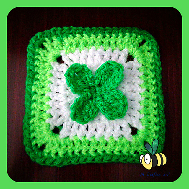 Ravelry: 4-leaf clover granny square pattern by Maz Kwok