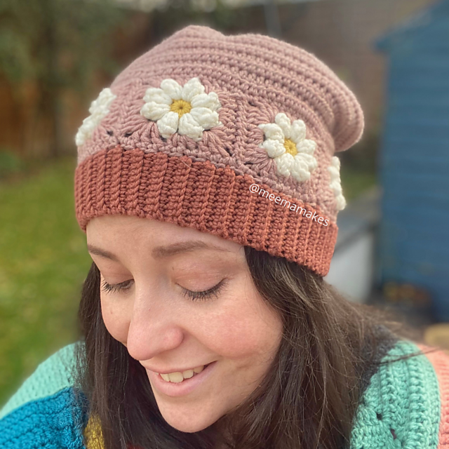 Ravelry: Daisy Crown Beanie Hat pattern by Meema Makes