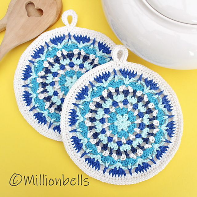 Ravelry: Potholders Blue Mandala Hot Pad pattern by Millionbells