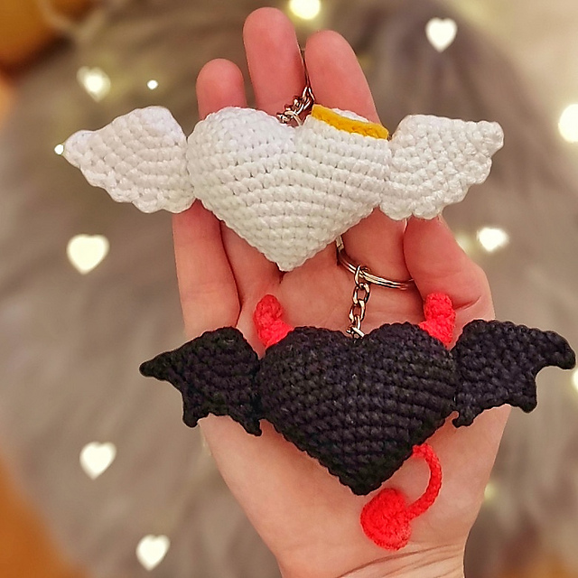 Ravelry: Heart Keychains Devil Angel pattern by Hanna Sorokous