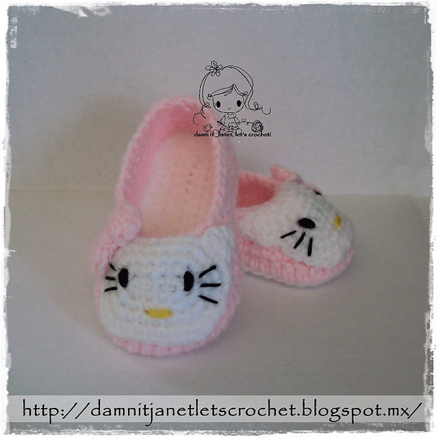 Ravelry: Hello Kitty Toddler Slippers (sizes: 4 - 9) pattern by Janet ...