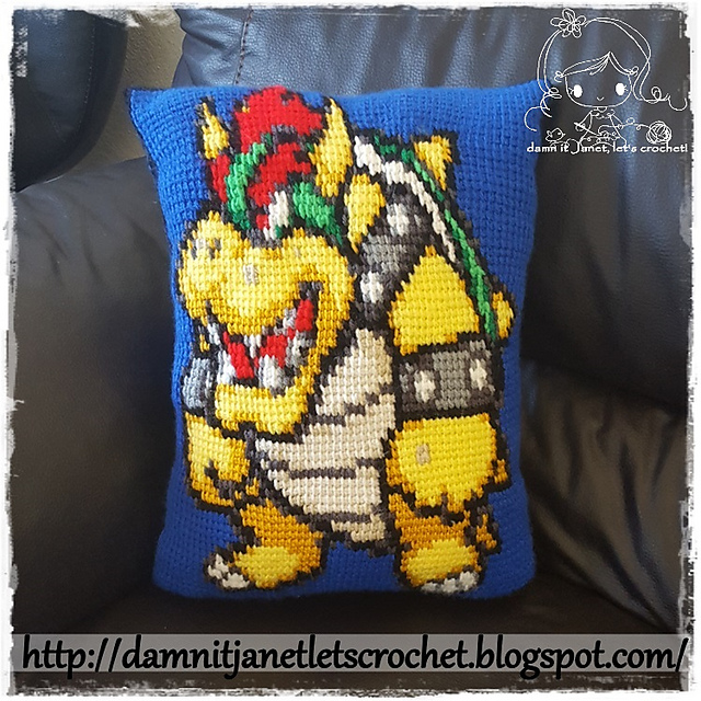 Ravelry: Bowser Pillow in Tunisian pattern by Janet Carrillo