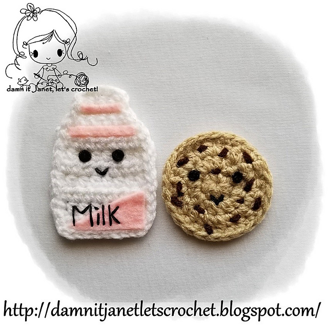 Ravelry: Milk Carton & Cookie Applique pattern by Janet Carrillo