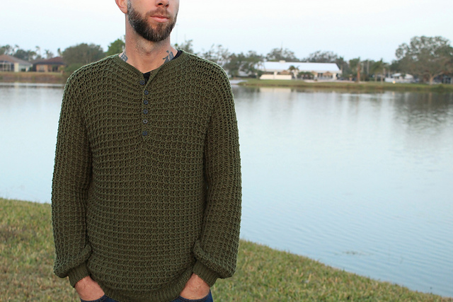 Ravelry: Men's Apricity Henley Crochet Sweater pattern by Michelle Ferguson