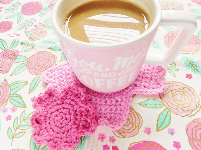 Ravelry: Cherry Blossom Sakura Coaster pattern by Mooeyandfriends