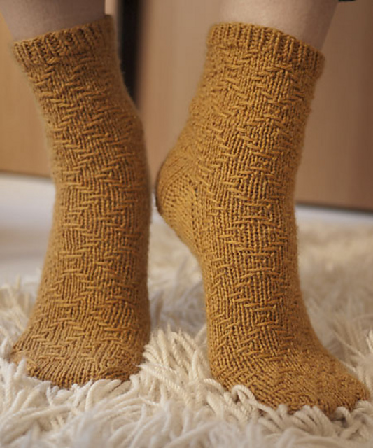 Ravelry: Woven Diamond Socks pattern by Alexis Winslow