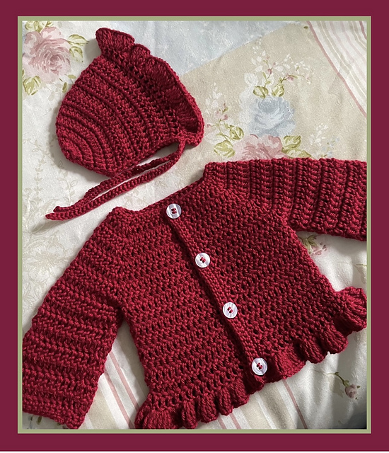 Ravelry: Rosie Cardigan and Bonnet pattern by Christine Higham