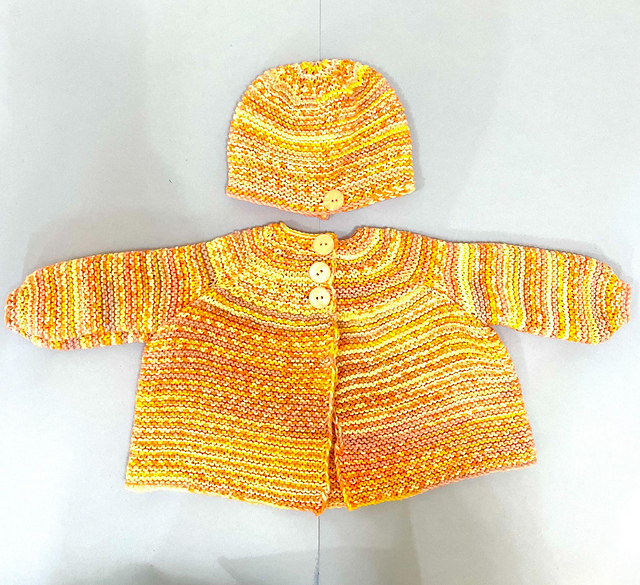 Ravelry: Easy Peasey Baby Matinee Jacket and Beanie Hat Set pattern by ...