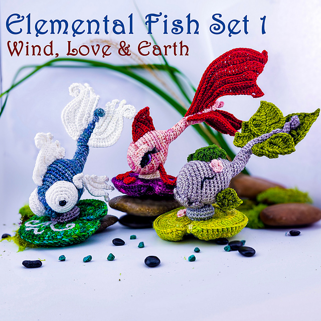 Ravelry: Elemental Fish Set 1 - Wind, Love, & Earth pattern by Mushroom ...