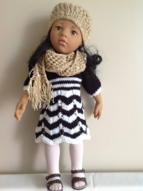 Ravelry: Chevron dress for 18" dolls. pattern by Knitting Nanny Mo