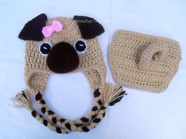 Ravelry: Pug Puppy Baby Hat and Diaper Cover Set pattern by Nataliya ...