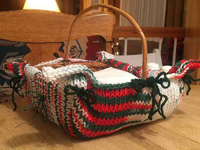Ravelry: Christmas Napkin Basket Cover pattern by Emily Rose