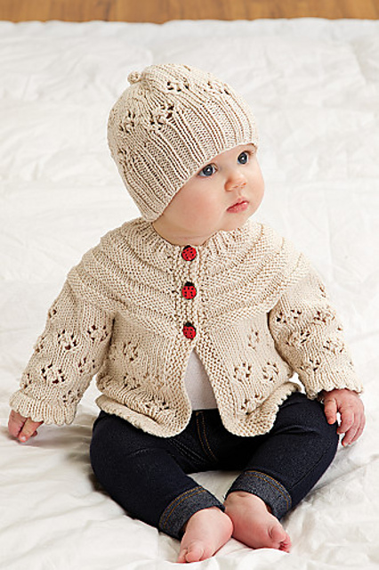 Ravelry: Easy Lace Raglan Jacket & Hat pattern by Nazanin S. Fard