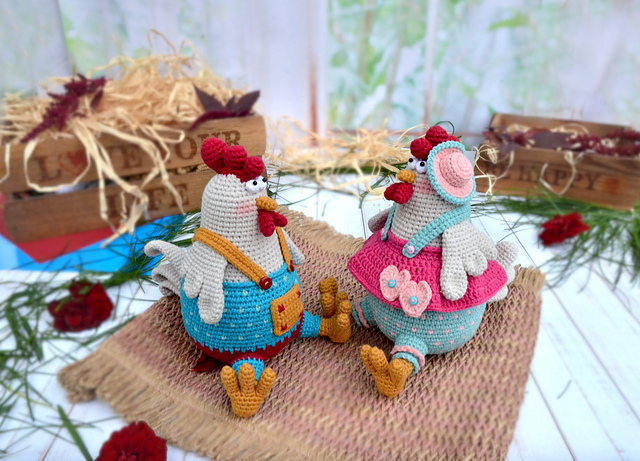 Ravelry: Rooster and Hen Easter crochet decor pattern by Nelly Shkuro
