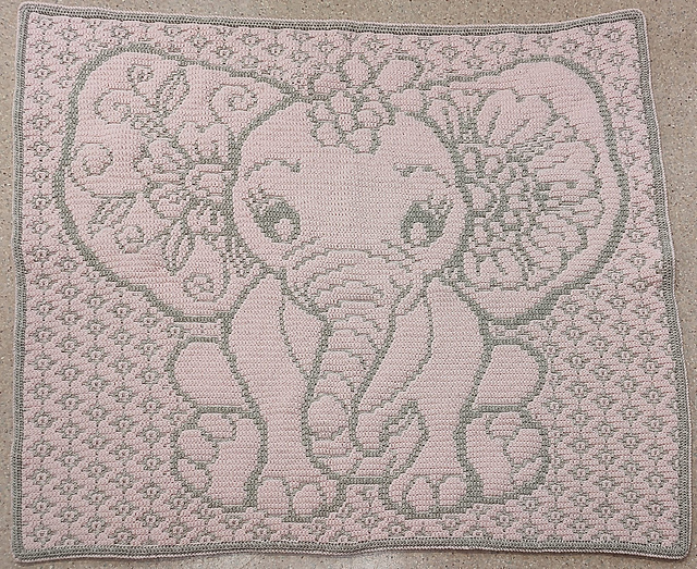 Ravelry: Chloe Elephant Mosaic baby blanket pattern by Carri Carey