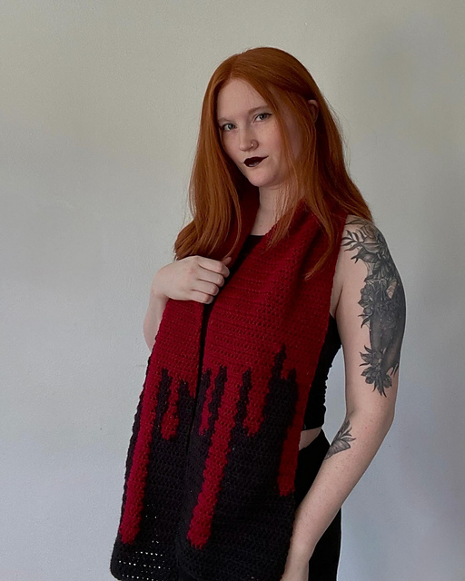 Ravelry: Blood Drip Scarf pattern by Nessas Knots