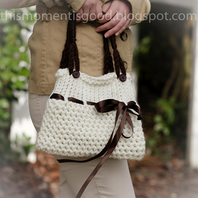 Ravelry: Handbag With Ribbon Trim pattern by Nicole F. Cox