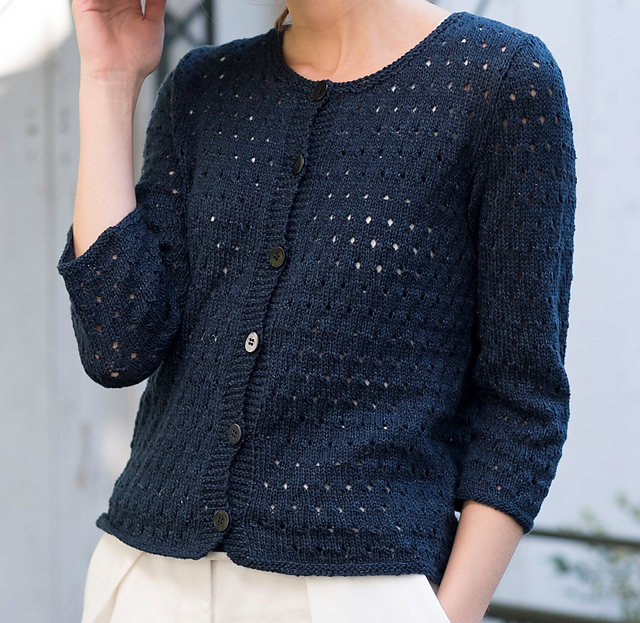 Ravelry: #19 Eyelet Cardigan pattern by Puppy (Daidoh International, Ltd.)