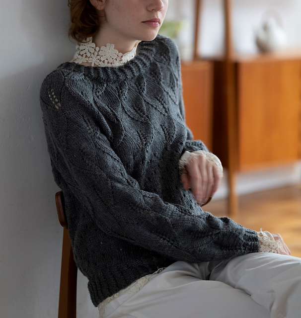 Ravelry: #16 Leaf motif round yoke sweater pattern by Puppy (Daidoh ...