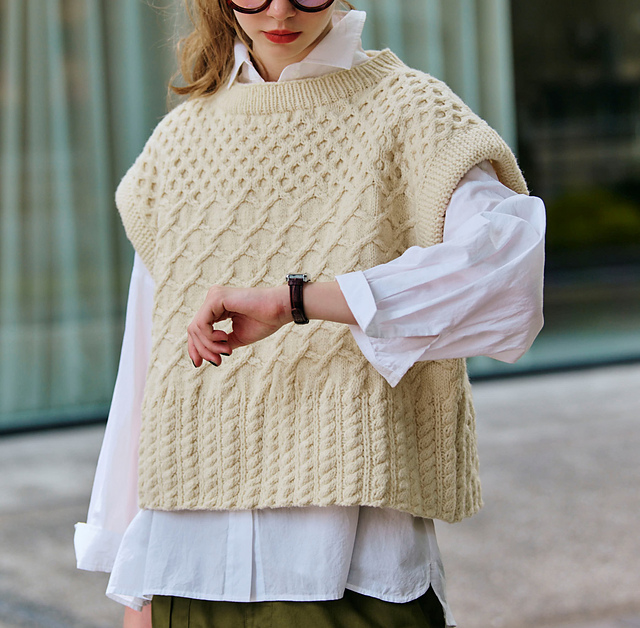 Ravelry: 08 Aran Wide Vest pattern by mikiko umemoto