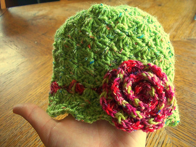 Ravelry: Newborn Baby Cloche with Rose pattern by Devon Finney