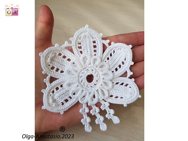 Ravelry: Double layer flower with tassels crochet pattern by Olga ...