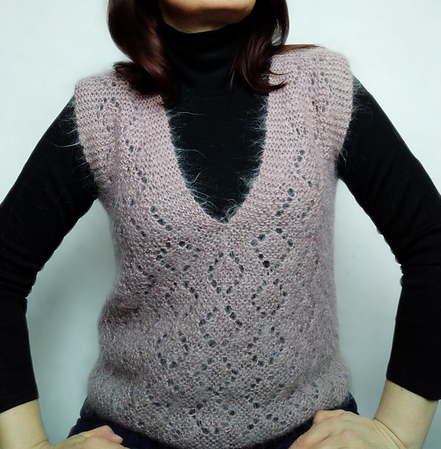 Ravelry: Vest "Downy Rhomb" pattern by Olga Stepanova