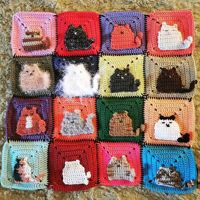 Ravelry: OndineStardust's Many Cats Square