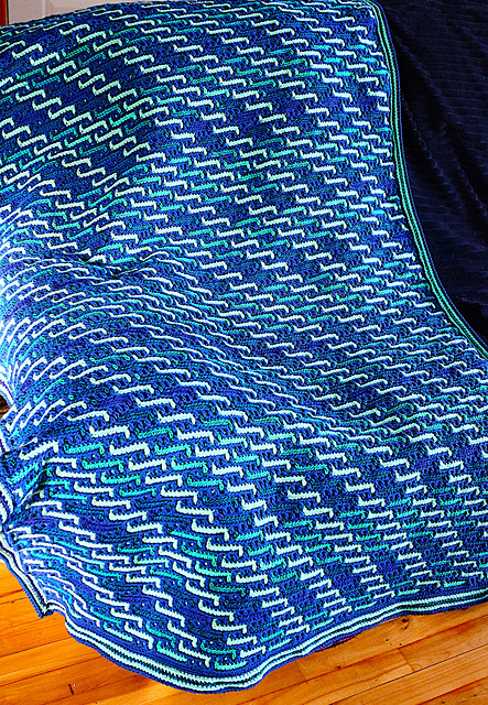 Ravelry: Twistful Shades of Blue Throw pattern by Nathalie Picotte