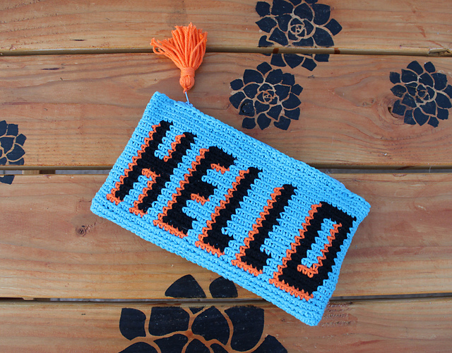 Ravelry: HELLO Pouch Tapestry pattern by Anna Burton Designs